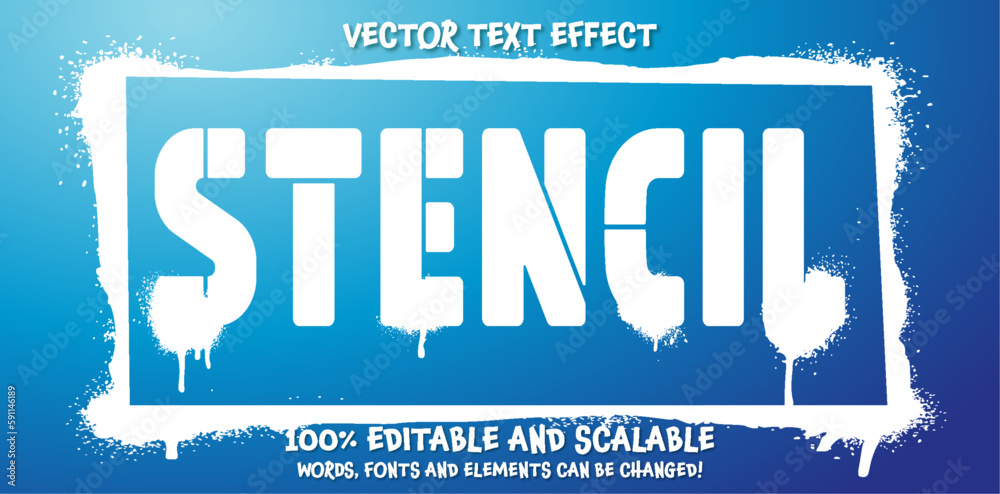 Stencil graffiti font. Aerosol spray text with grunge grain texture ...