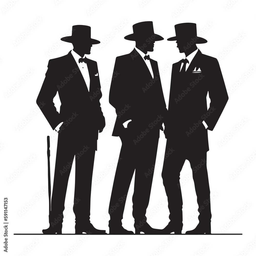 Mafia silhouette vector, Detective silhouette vector isolated on white ...