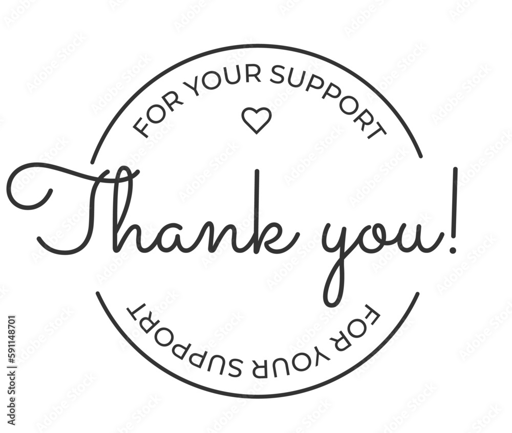 Thank you for your support. Vintage vector thank you handwritten ...