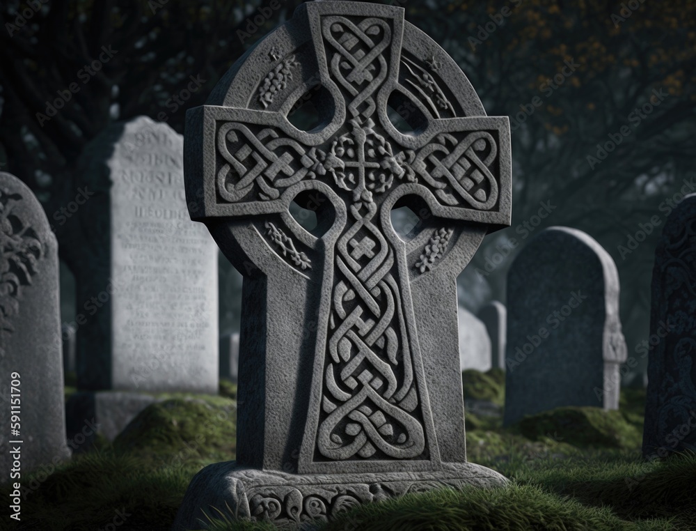 Celtic cross headstone Celtic cross gravestone at Cross Abbey graveyard ...