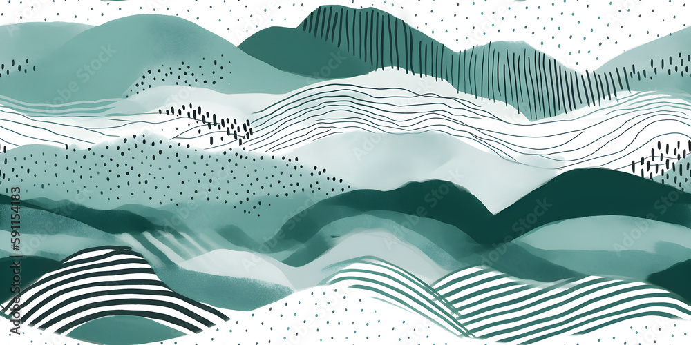 Seamless Abstract playful hand drawn fine line watercolor stripes ...