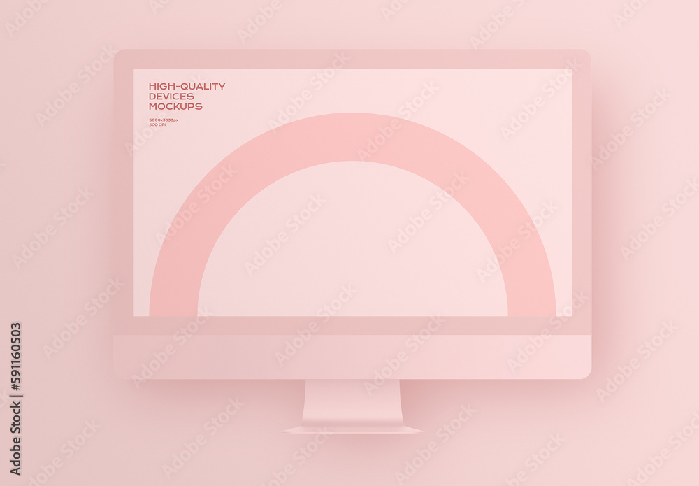 PC Computer Desktop Monitor Screen Device Mockup Template Stock ...