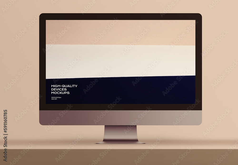 PC Computer Desktop Monitor Screen Device Mockup Template Stock ...