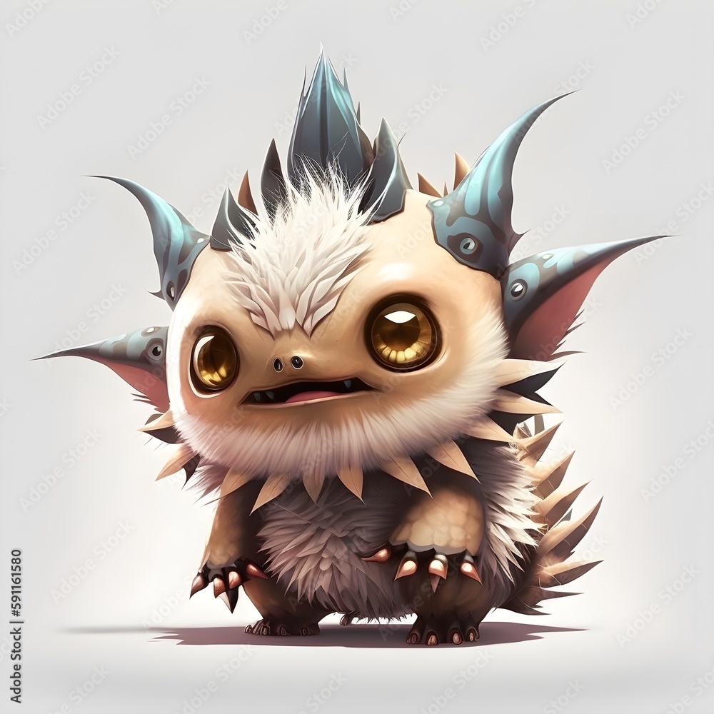 pokemon style cute animal that morphs into a monster white background ...