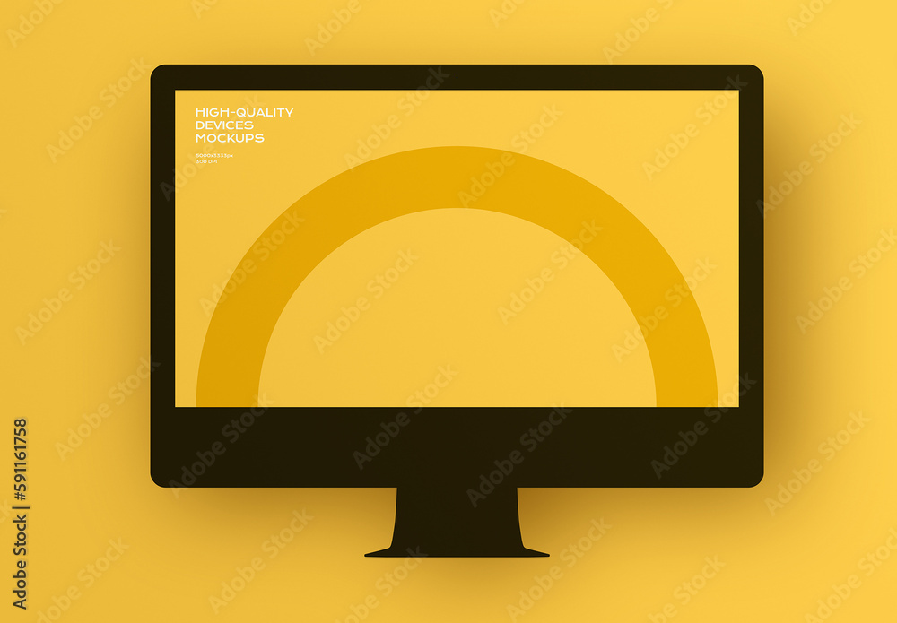 PC Computer Desktop Monitor Screen Device Mockup Template Stock ...