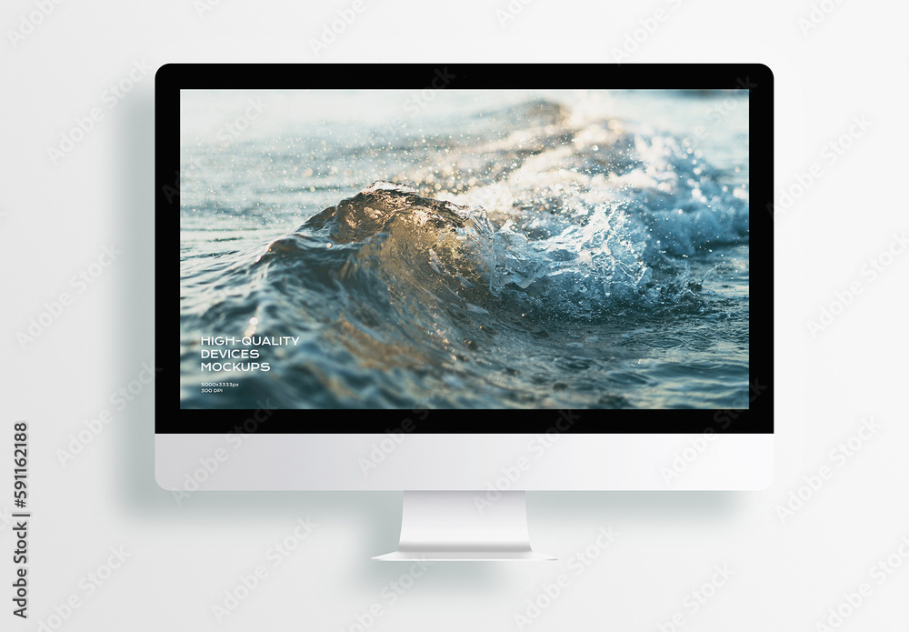 PC Computer Desktop Monitor Screen Device Mockup Template Stock ...