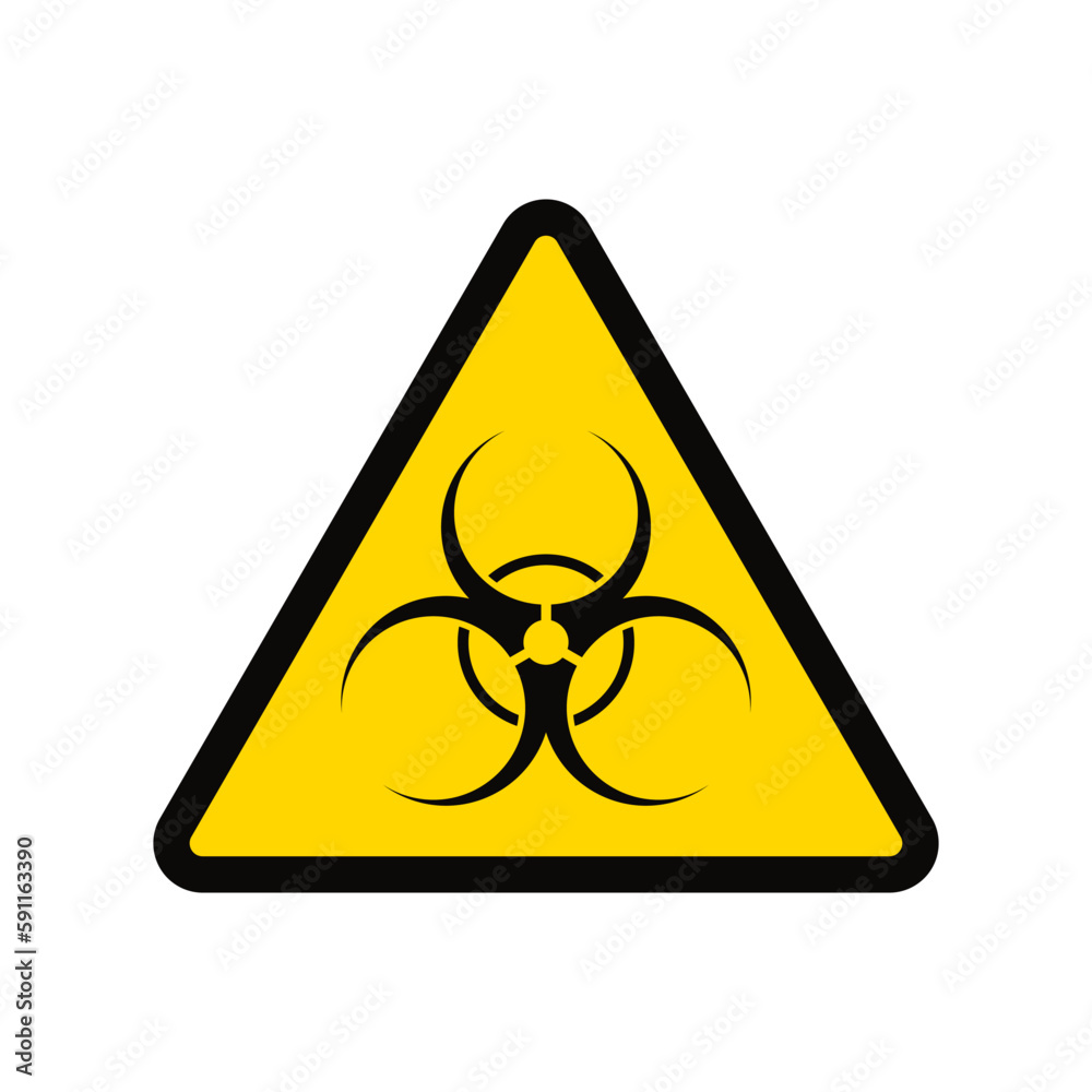 Yellow warning hazard symbol - biohazard sign, yellow triangle ...