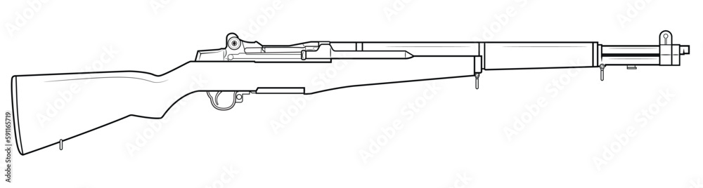 Vector illustration of the M1 Garand rifle on the white background ...