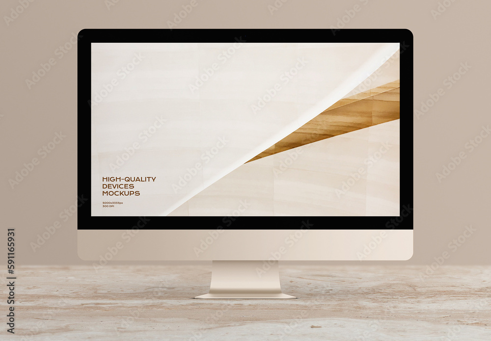 PC Computer Desktop Monitor Screen Device Mockup Template Stock ...