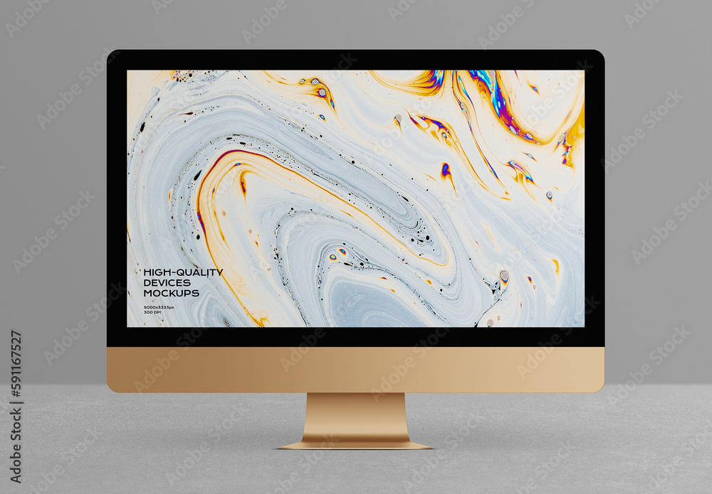 PC Computer Desktop Monitor Screen Device Mockup Template Stock ...