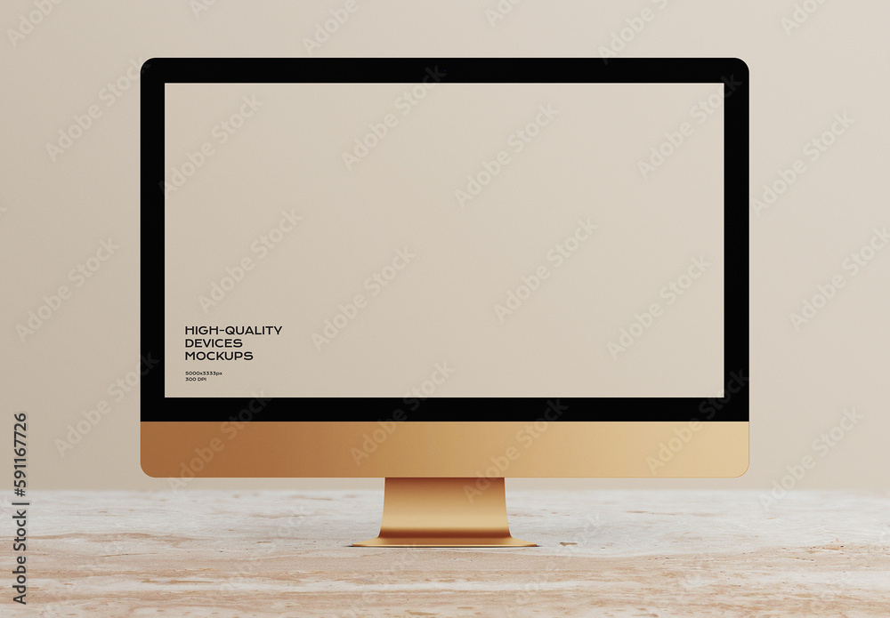 PC Computer Desktop Monitor Screen Device Mockup Template Stock ...