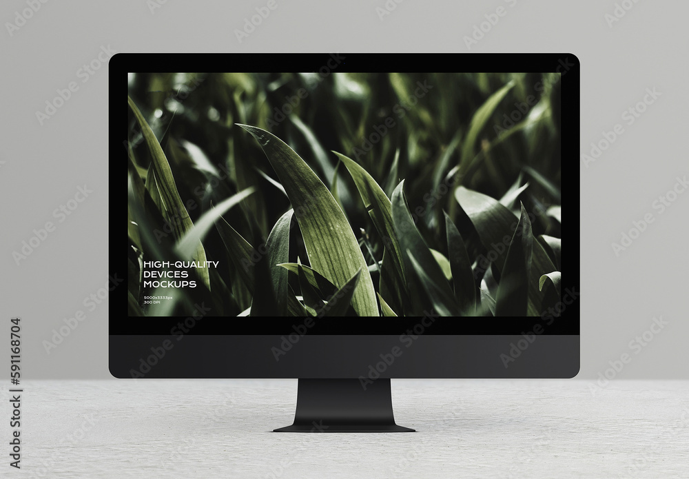 PC Computer Desktop Monitor Screen Device Mockup Template Stock ...