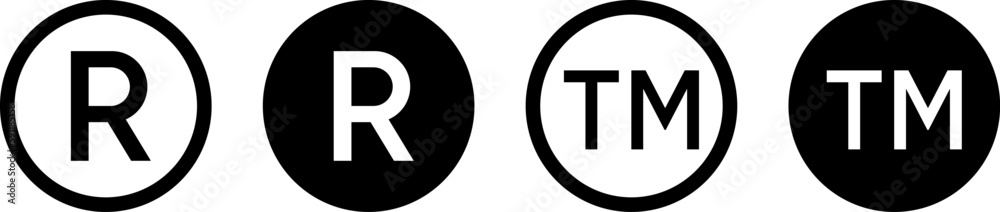 Trademark Symbol set. Vector copyright glyph icon set on transparent ...