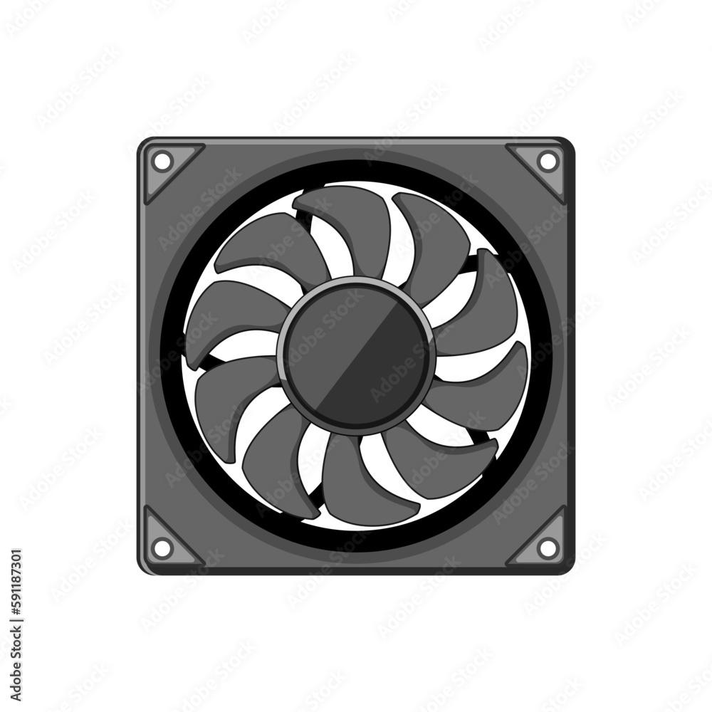 system cooling fan pc cartoon vector illustration Stock Vector | Adobe ...