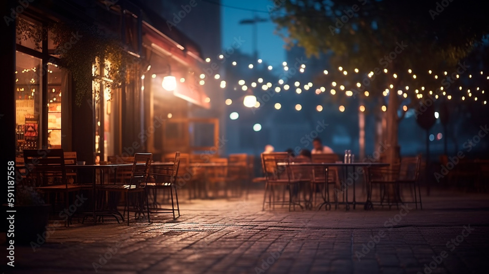 Bokeh background of Street Bar beer restaurant, outdoor in asia, People ...