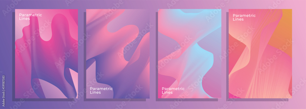 vector set parametric floral line art background design Stock Vector ...