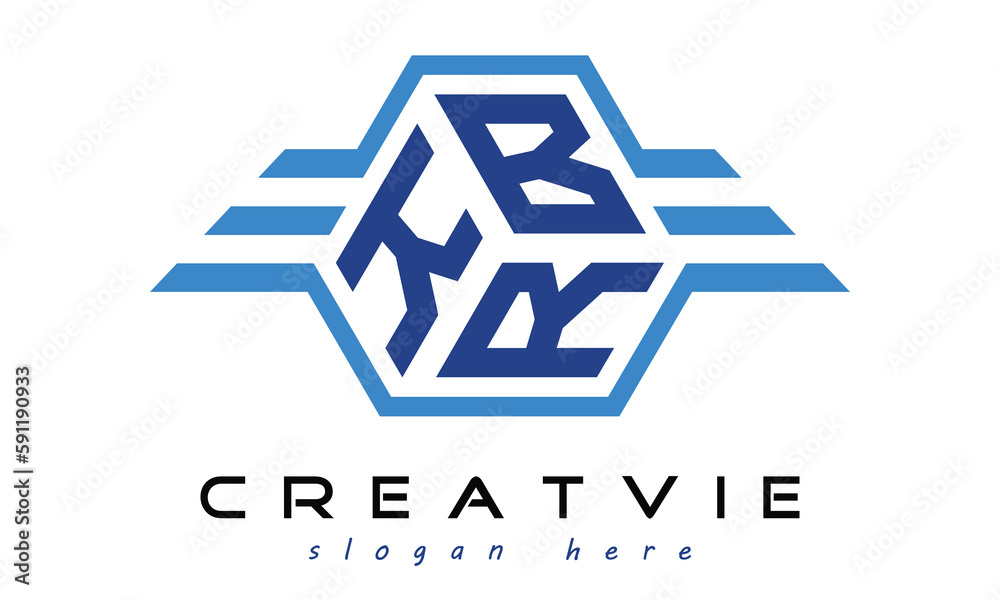 KBR three-letter geometric shape logo design vector template, isolated ...