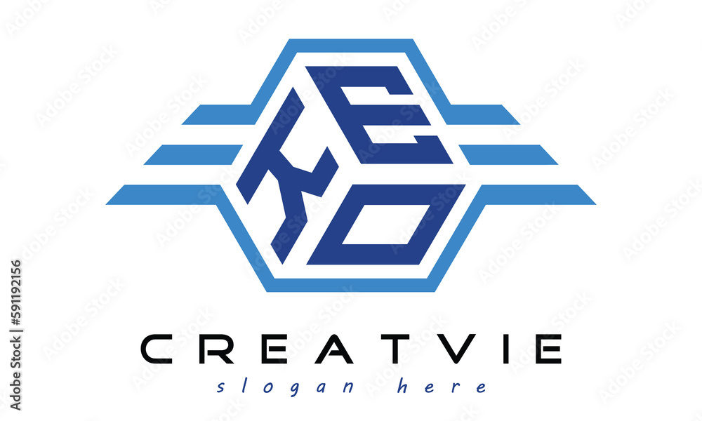 KEO three-letter geometric shape logo design vector template, isolated ...