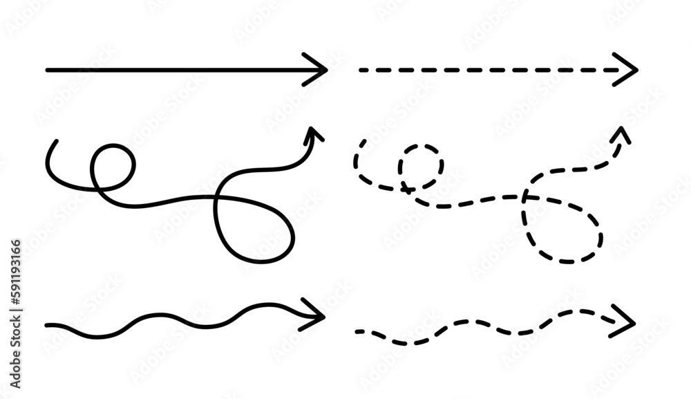 Arrow set. Black curly arrows isolated on a transparent background ...