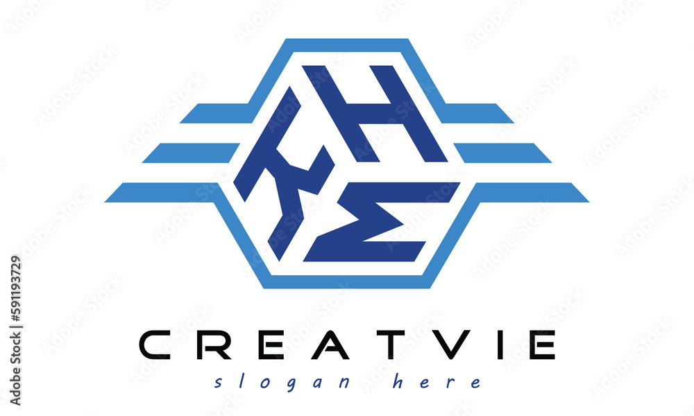 KHM three-letter geometric shape logo design vector template, isolated ...