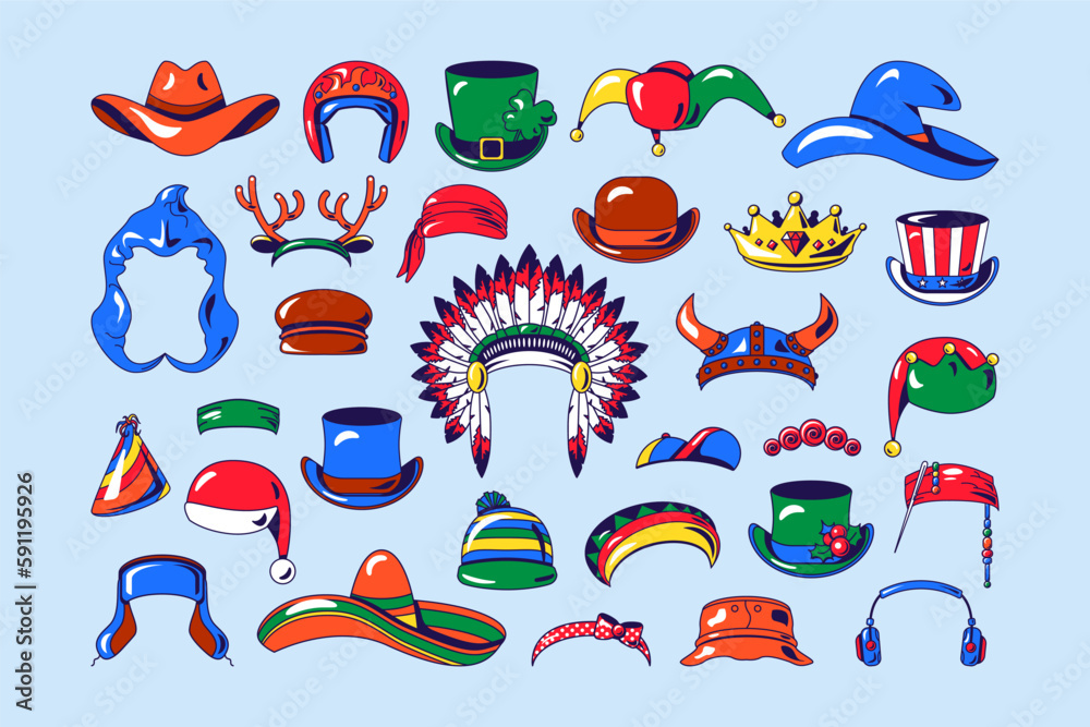 Set of festive, national, traditional and fairy tale headdresses for ...