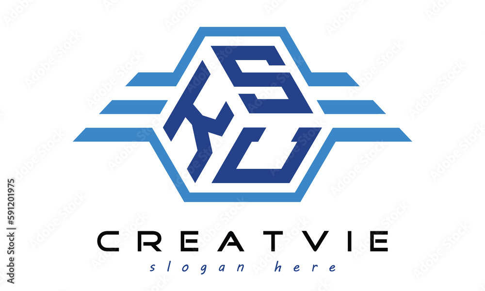 KSC three-letter geometric shape logo design vector template, isolated ...