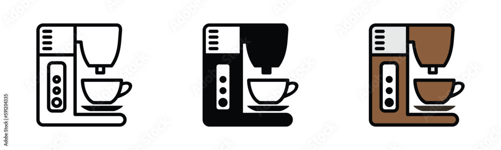 Drip coffee and tea maker icon vector. Coffee and tea machine icon sign ...