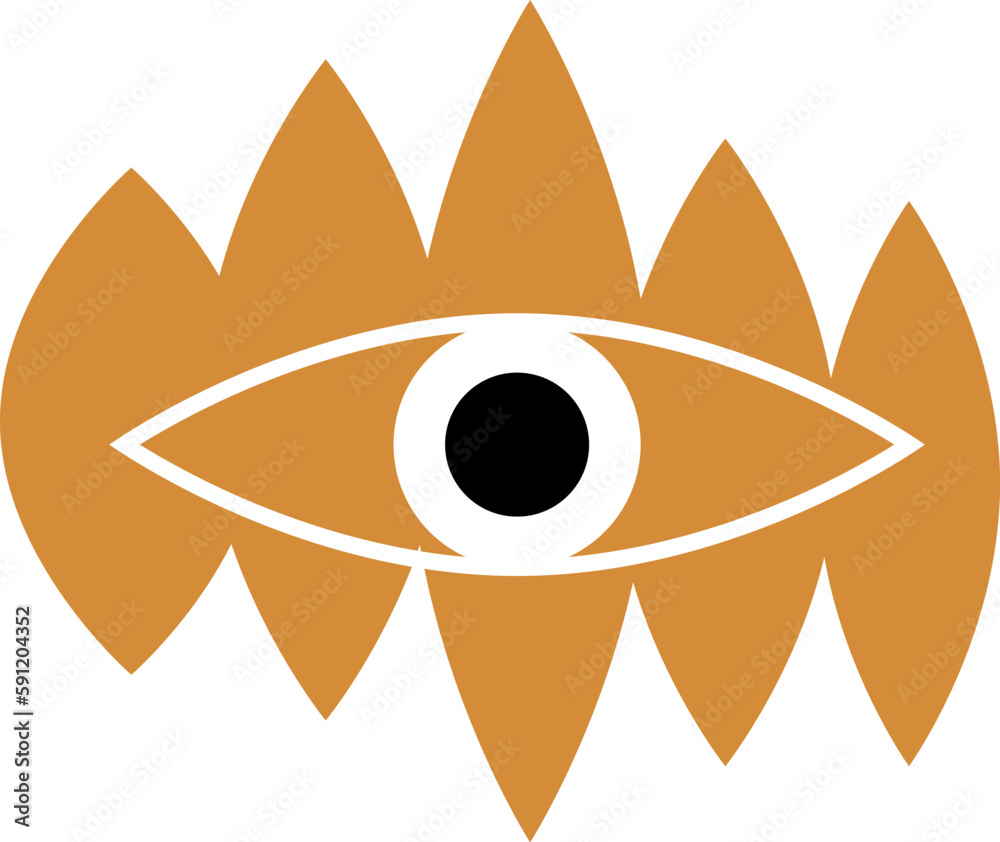 Luxury symbol all seeing Eye of human surrounded by tongues flames ...