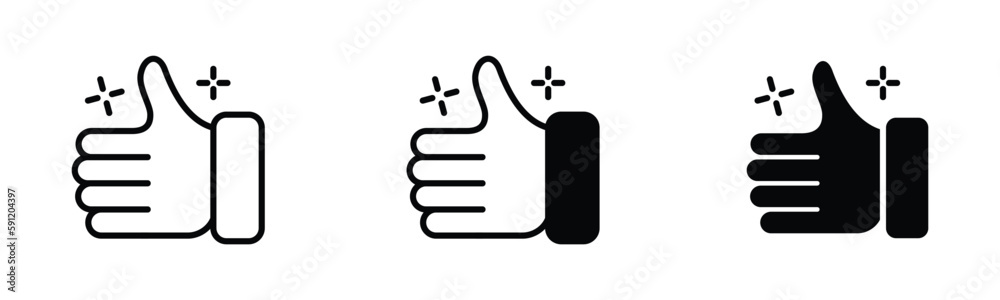 Thumbs up icon vector. Yes, good, ok, recommended, I like it sign and ...