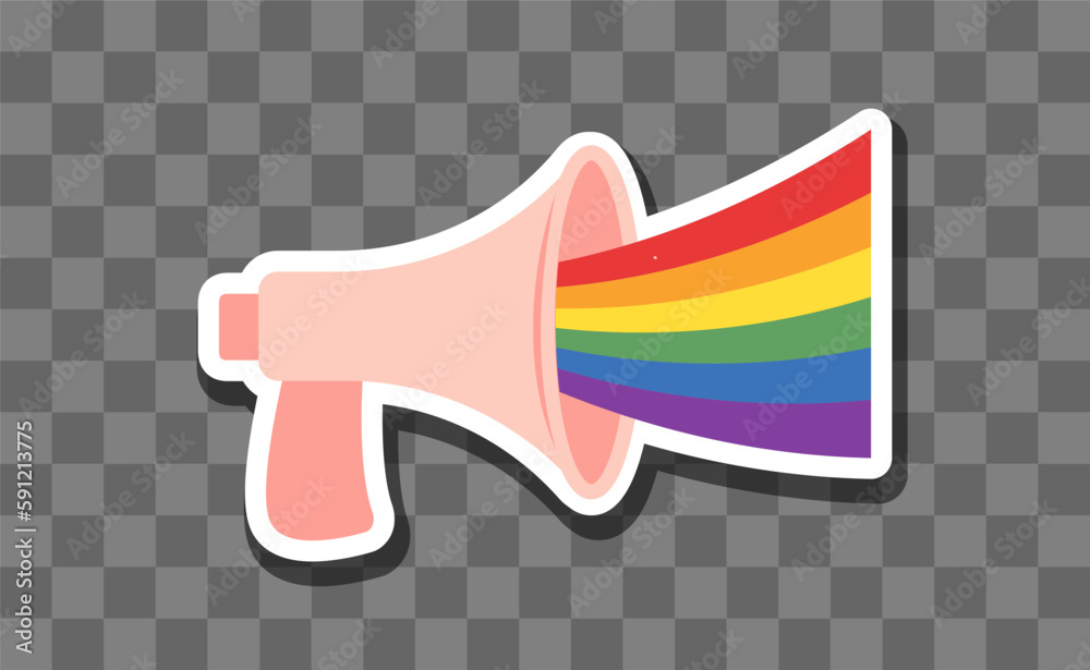 LGBT megaphone whith rainbow. Isolated vector illustration, pride month ...