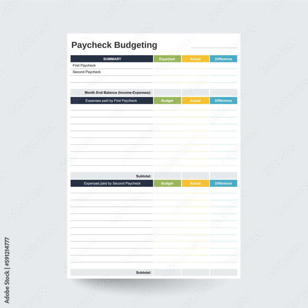 Paycheck Budgeting Worksheet,Paycheck Budget,Paycheck Tracker,Paycheck ...