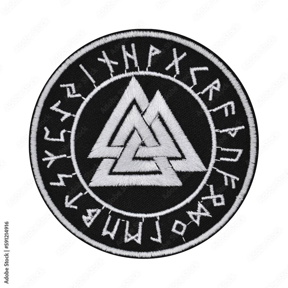 Embroidered patch with valknut. Scandinavian mythology, Vikings, Nordic ...