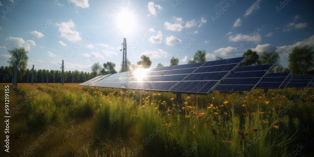 photovoltaic solar panel plates, generative ai Stock Illustration ...