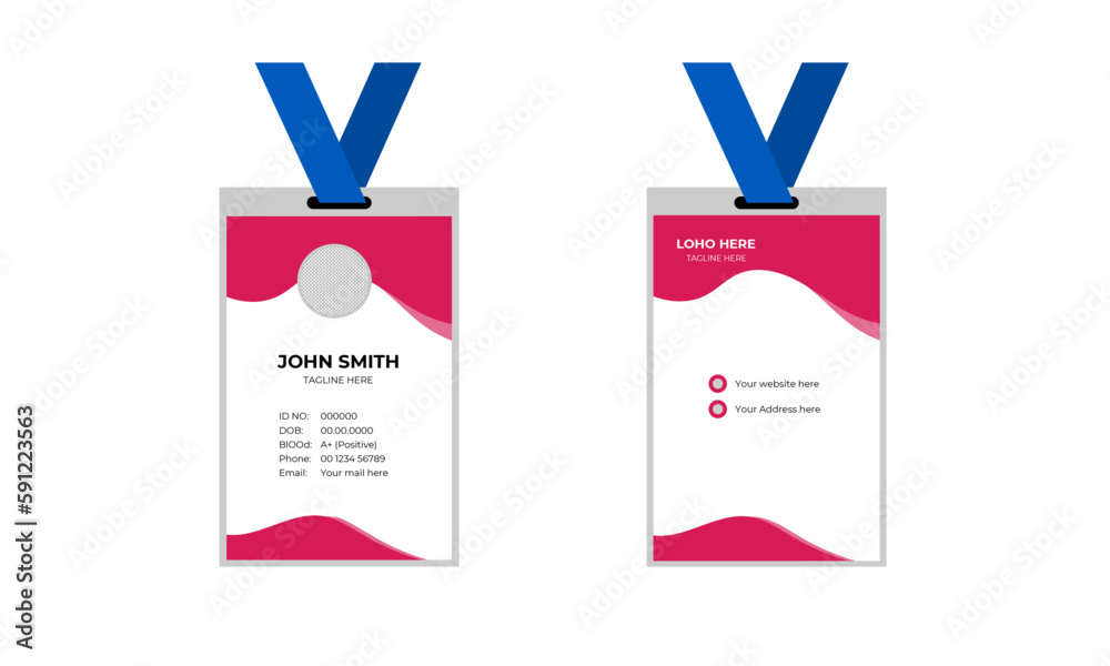 Vector id card template with clasp and lanyard.Modern and minimalist id ...