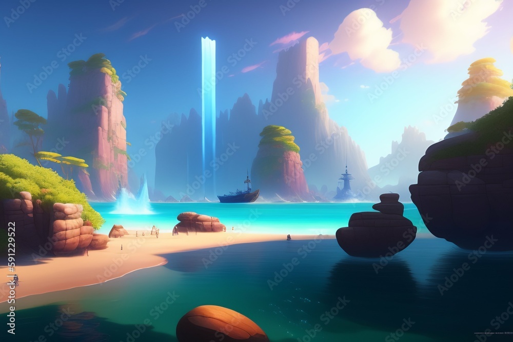 Atlantis, studio ghibli, pixar and disney animation, sharp, rendered in ...