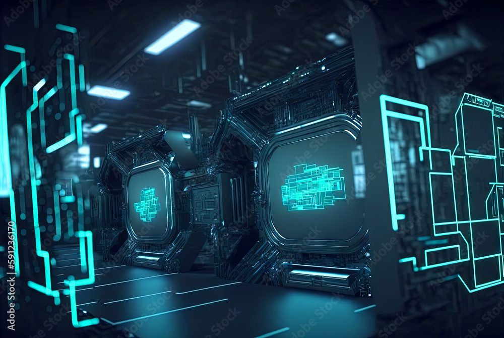 Abstract science and technology background with shiny connection ...