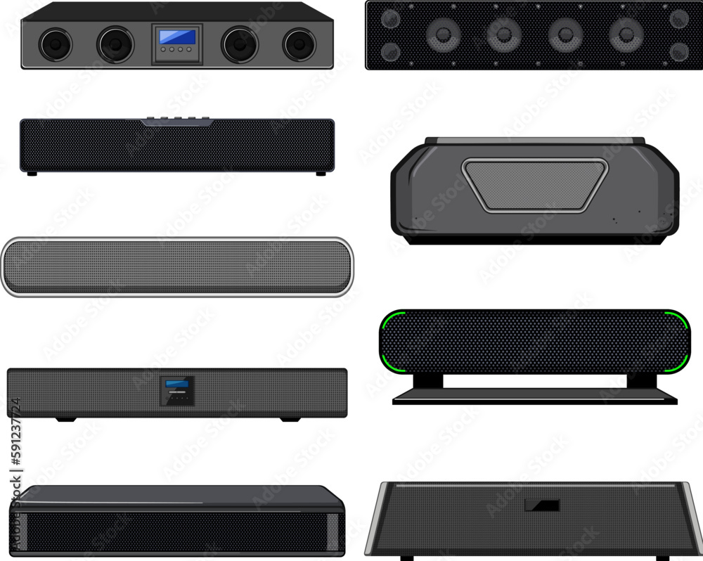 soundbar audio set cartoon vector illustration Stock Vector | Adobe Stock