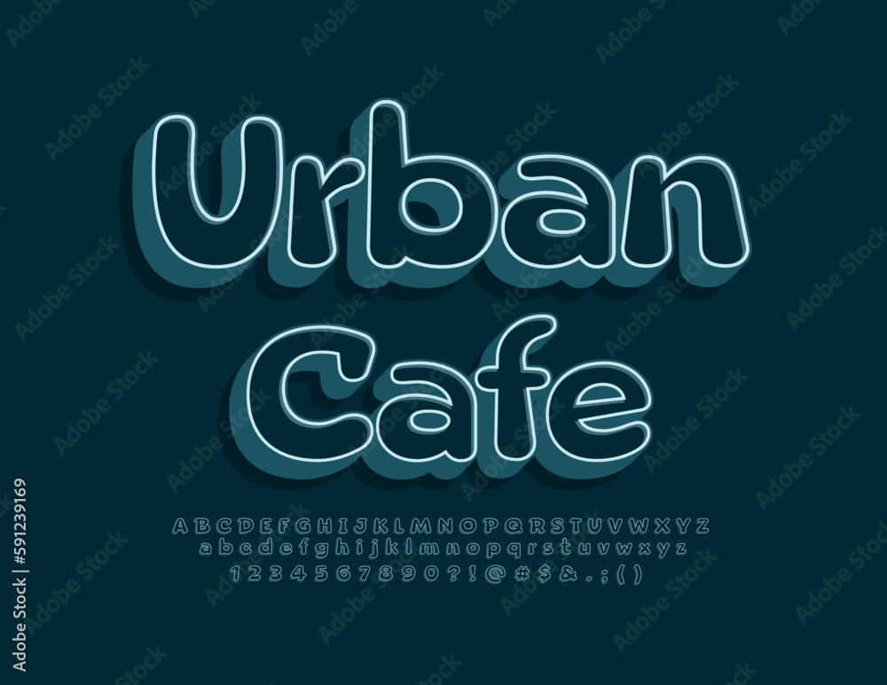 Vector creative Signboard Urban Cafe. Retro style Font. Artistic 3D ...