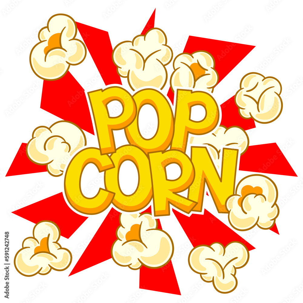 Background with popcorn. Image of snack food in cartoon style. vector ...