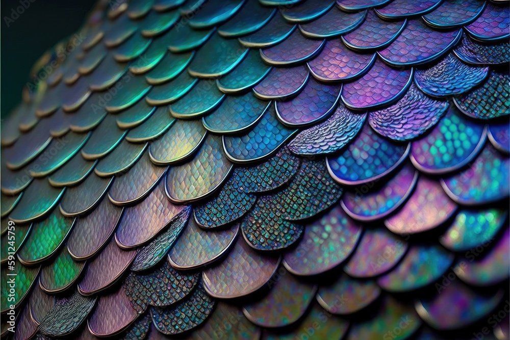 Abstract art of dragon skin in seamless iridescent fantasy scales ...