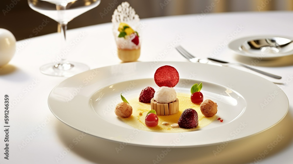 Fancy michelin star classic table decor with food,AI generated Stock ...