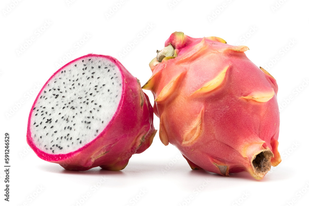 Dragon fruit, pitaya isolated on white background with clipping path ...