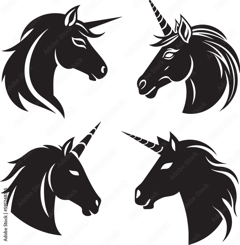 Unicorn set logo icon, Vector illustration, SVG Stock Vector | Adobe Stock