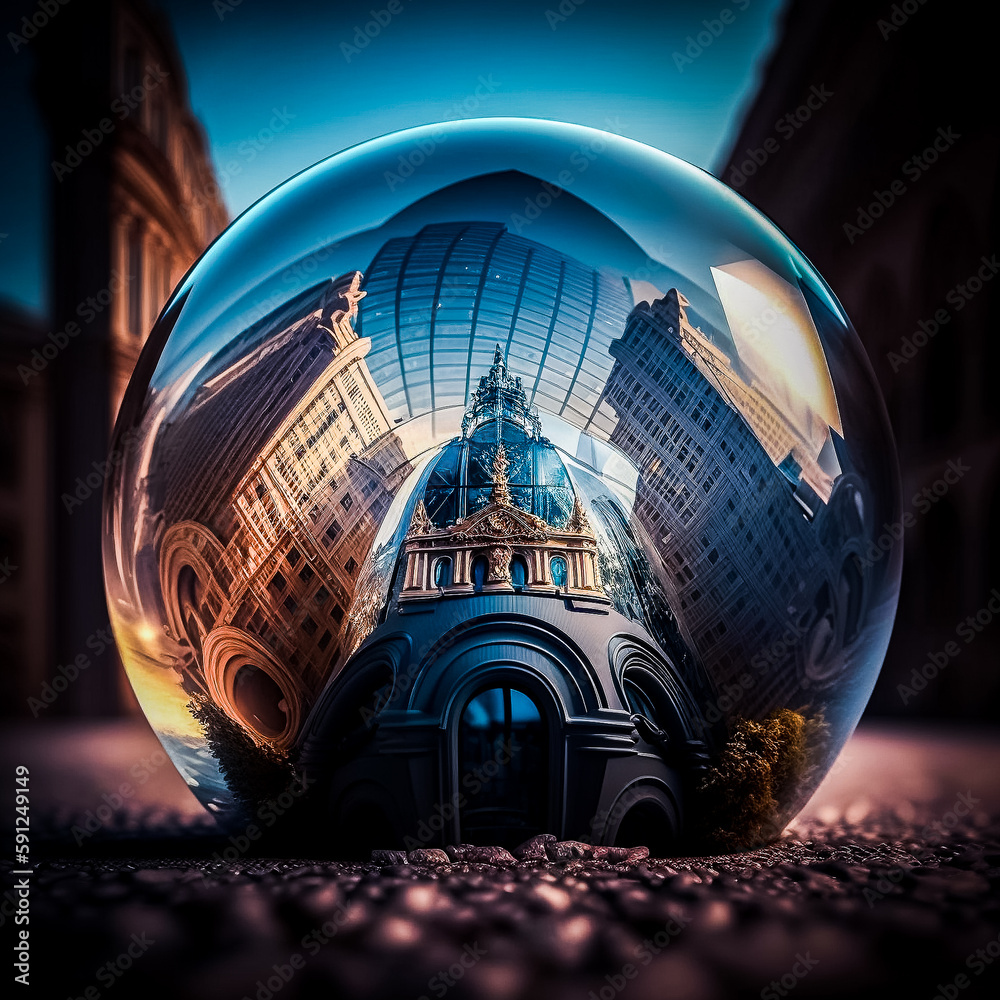 Paysage futuriste urbain sous un dôme de verre, dans une bulle de verre - Générative iA Stock ...