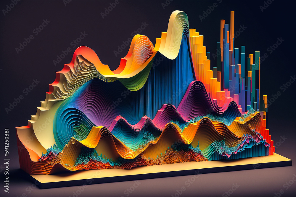 Graphique et courbe 3d - Business - Relevé de données - Tableau de bord - Générative IA Stock ...