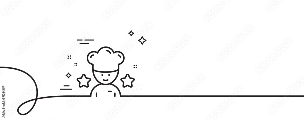Best chef line icon. Continuous one line with curl. Stars ranking sign ...