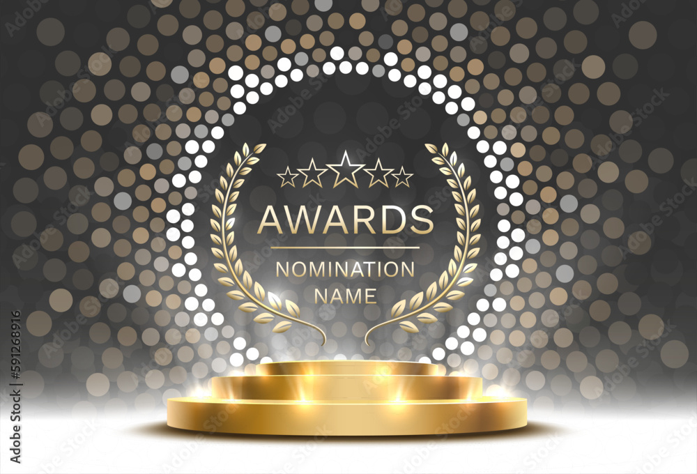 Awards nomination name podium, golden prize event, scene star ceremony ...