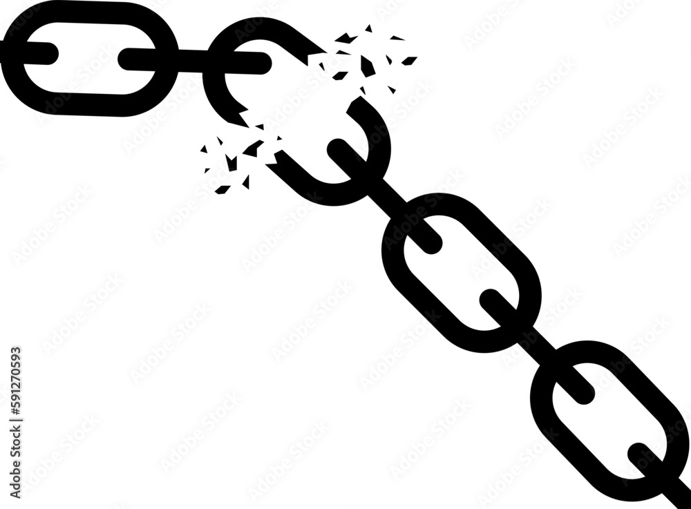 Vettoriale Stock Torn, broken chain icon. The concept of freedom ...