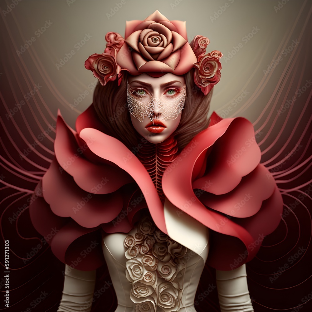 superb minimalism and Mario Wagner style insane fashion costume rose ...