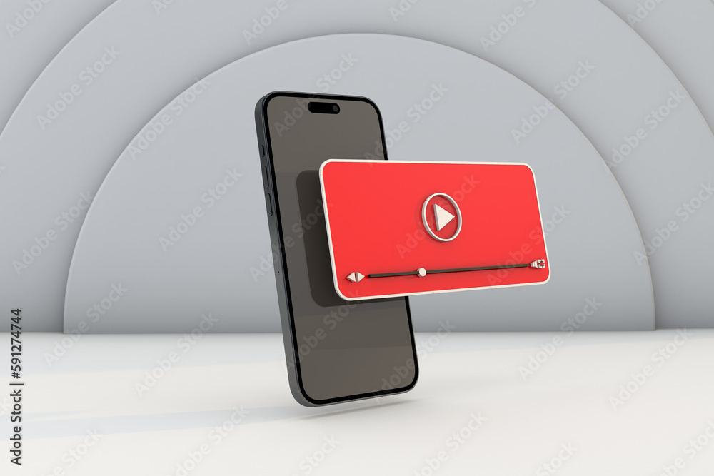 iPhone 16 pro and Youtube interface app Stock Illustration | Adobe Stock